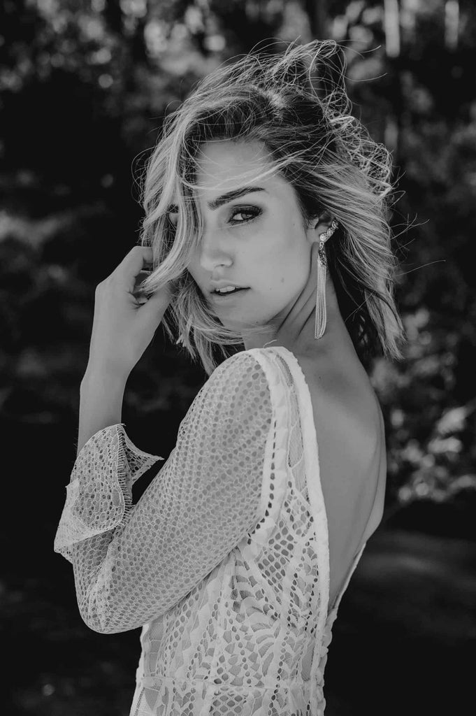 Cathleen Jia - "Wynter" Lace Gown + White long slip – The Wed Genie